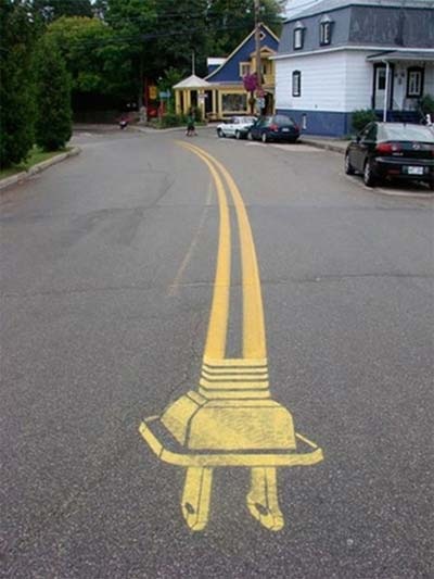 Roadsworth's incredible street stencil art | Amusing Planet